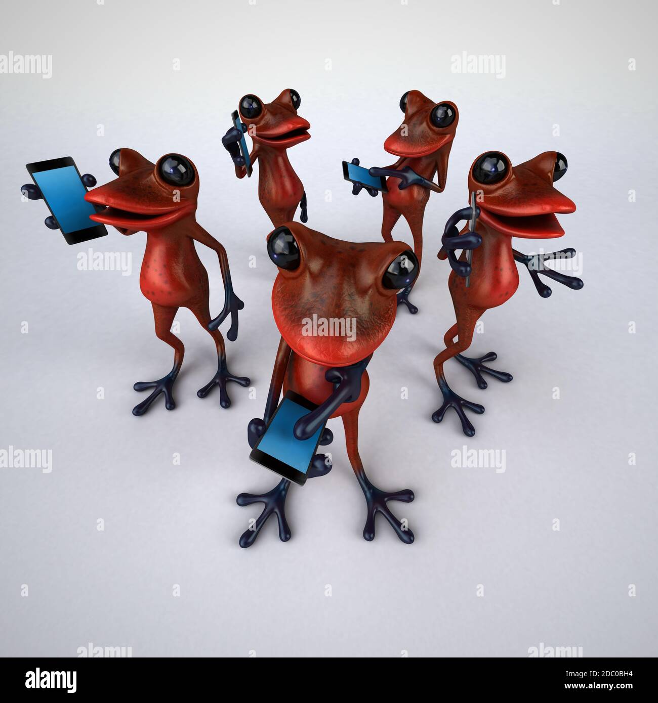 3D Illustration of cartoon Frogs phoning Stock Photo - Alamy