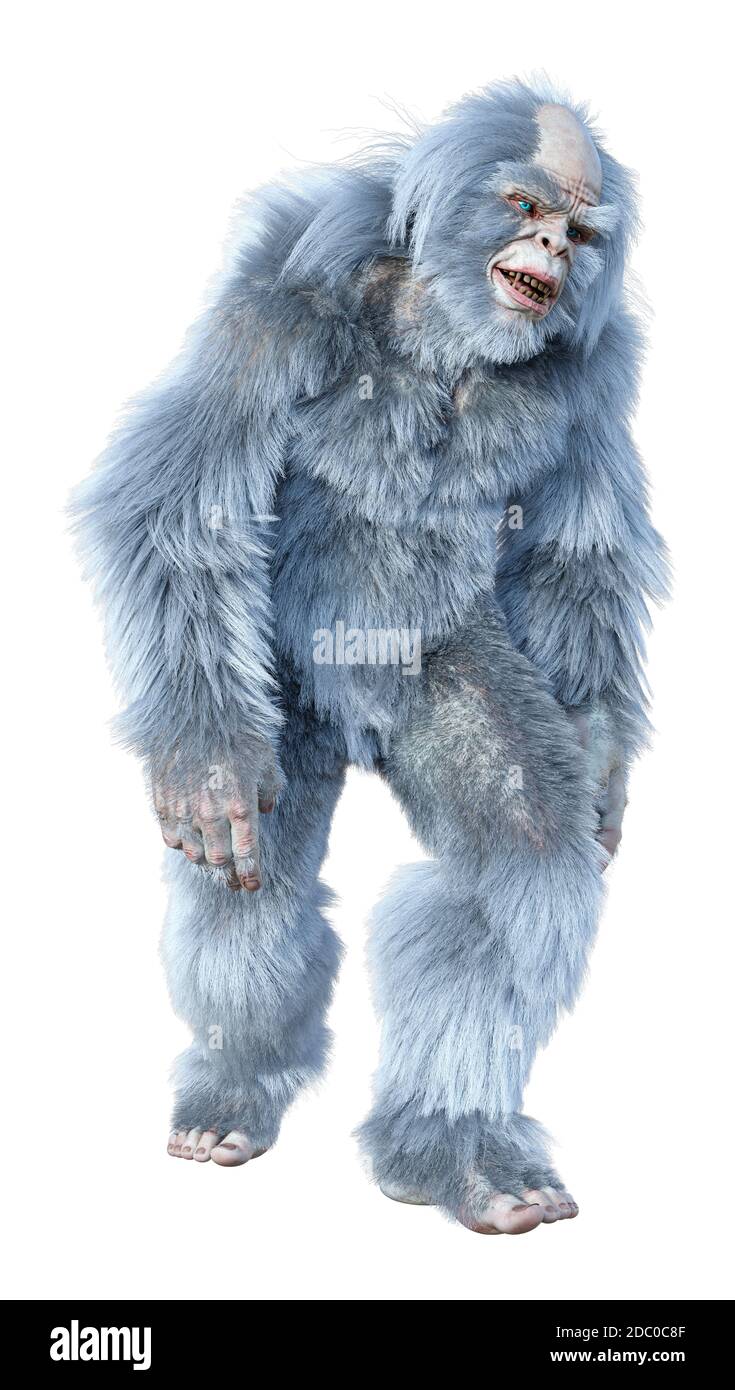 3D rendering of a fantasy creature yeti isolated on white background ...