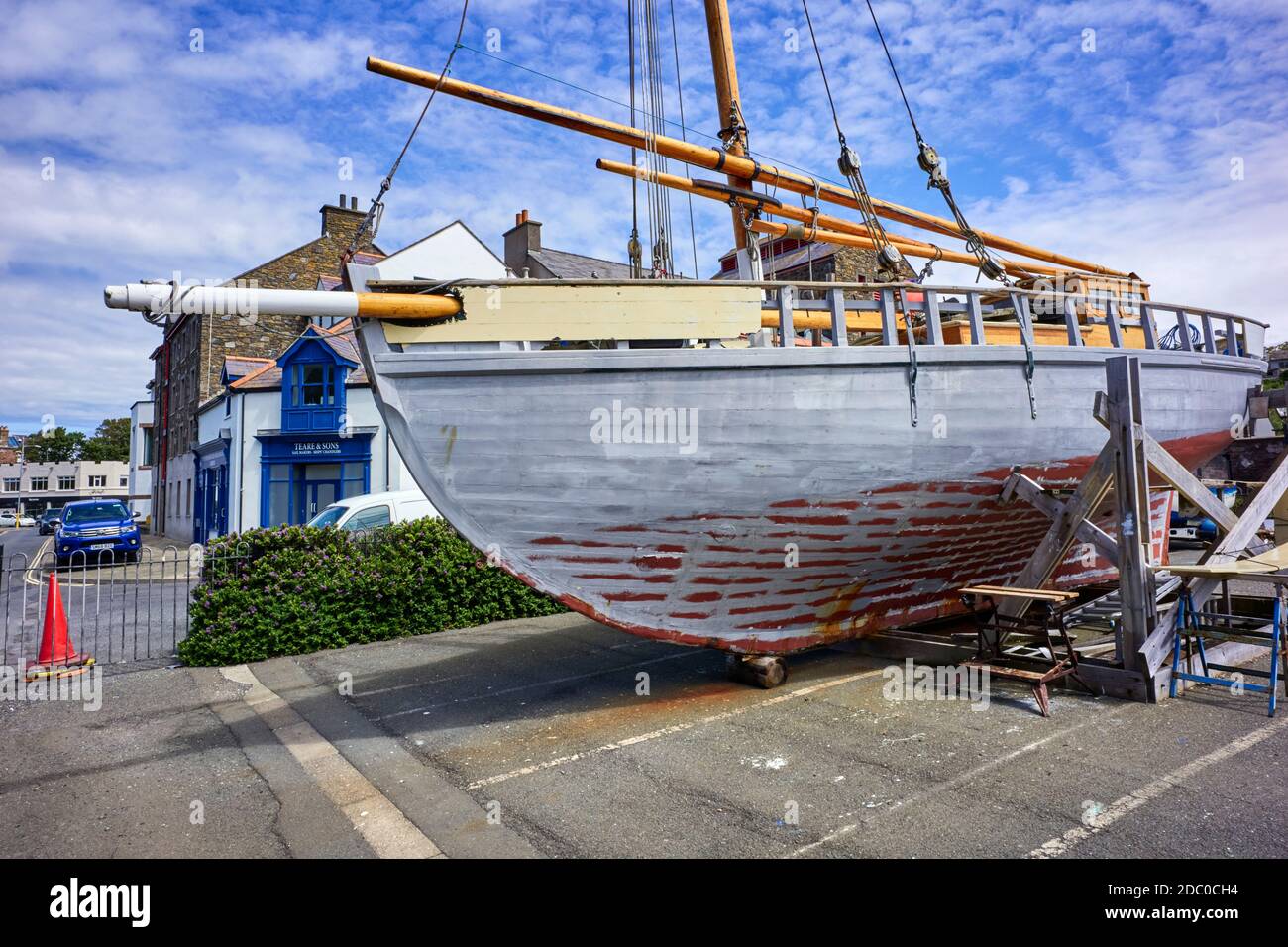Manx Nobby fishing boat White Heather undergoing refurbishment at Peel ...
