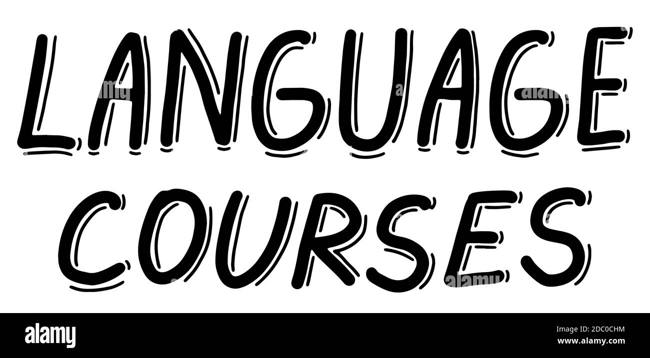 Language Courses. Training, learning, education concept. Lettering ...