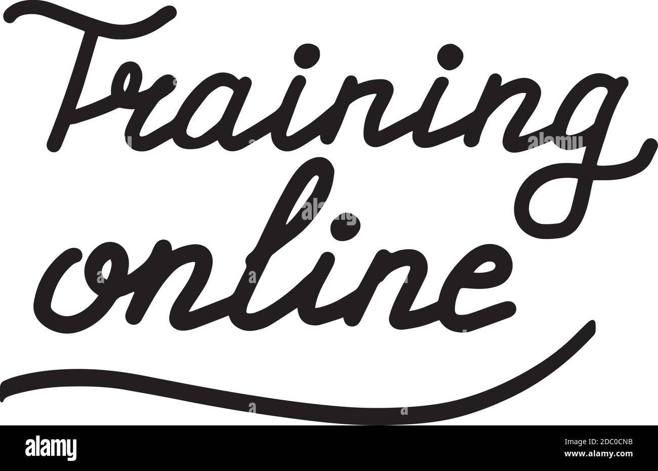 Training online, hand drawn lettering calligraphy illustration. Vector ...