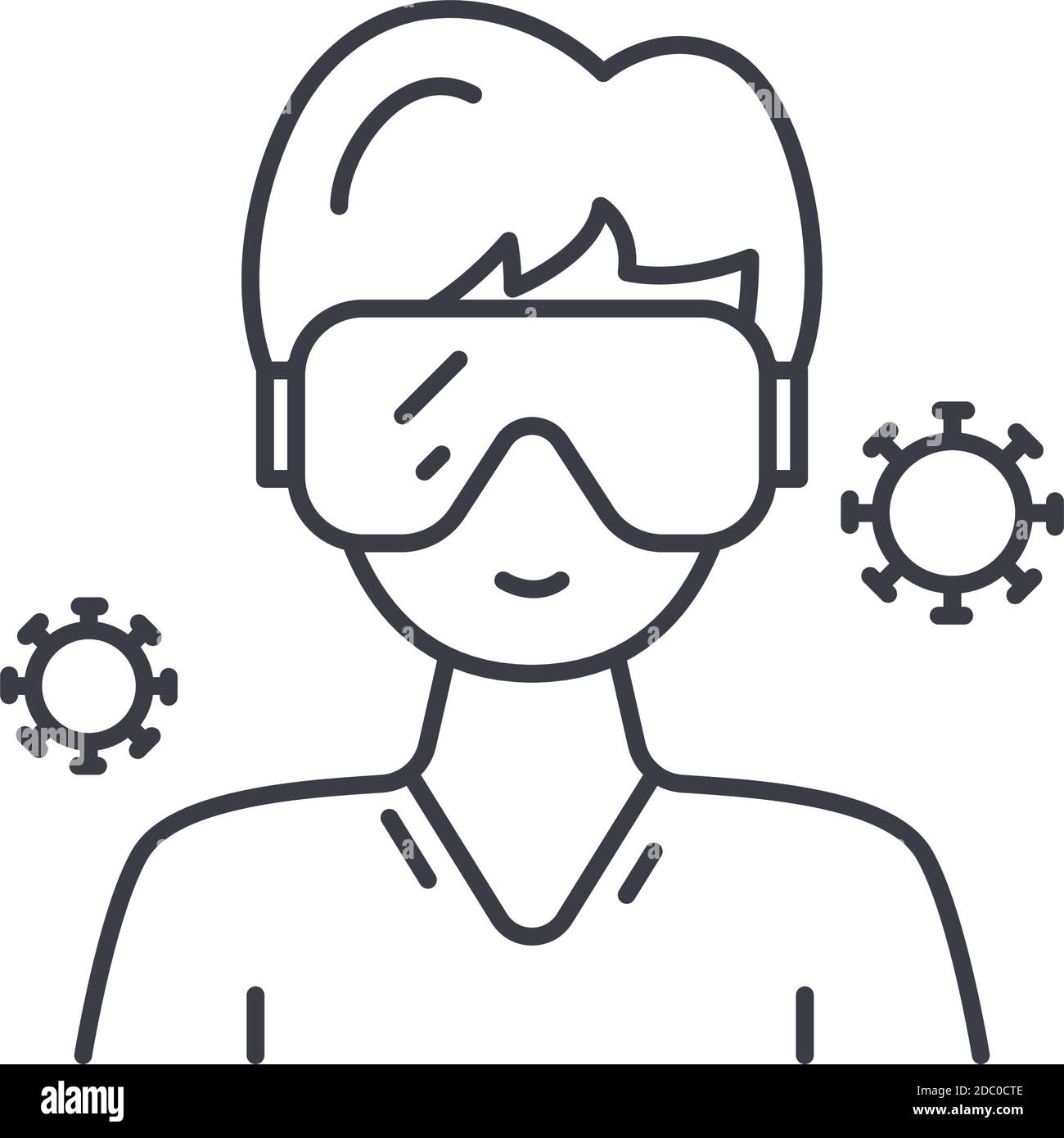 Covid isolation icon, linear isolated illustration, thin line vector ...