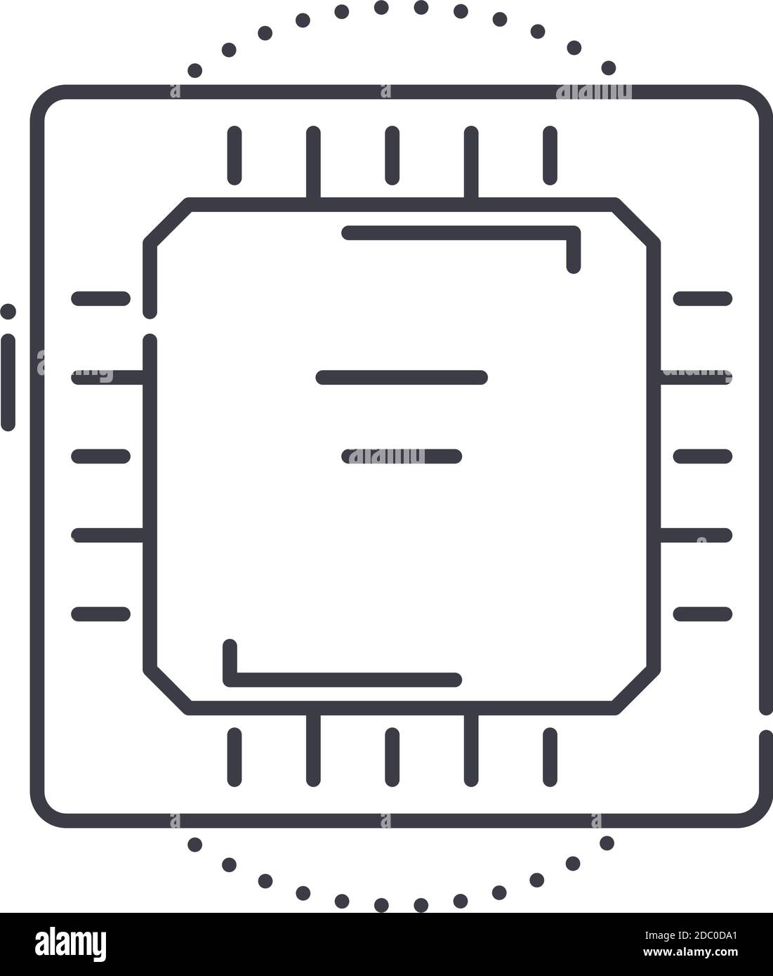 Cpu icon, linear isolated illustration, thin line vector, web design ...