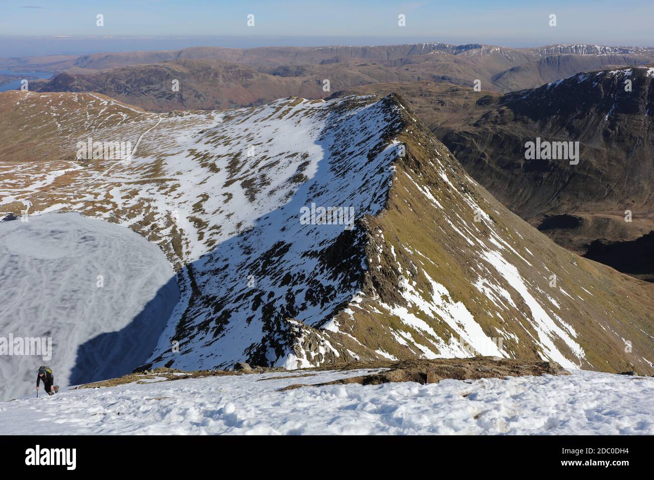 Winter on Helvellyn , Striding Edge and Helvellyn summit, Lake District ...