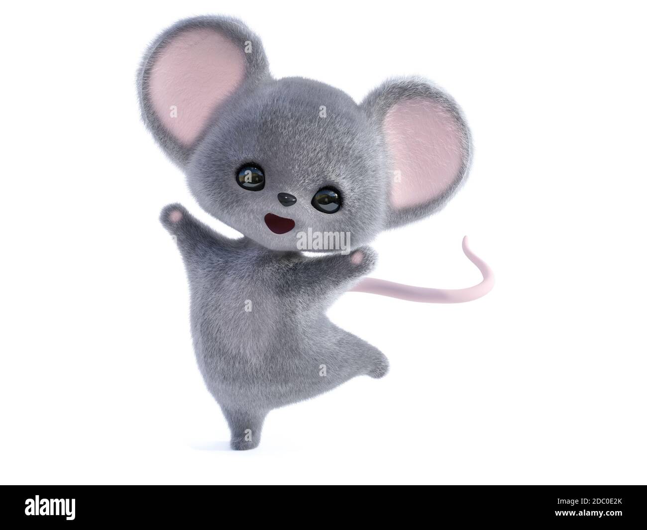 3D rendering of an adorable kawaii furry smiling mouse looking very ...
