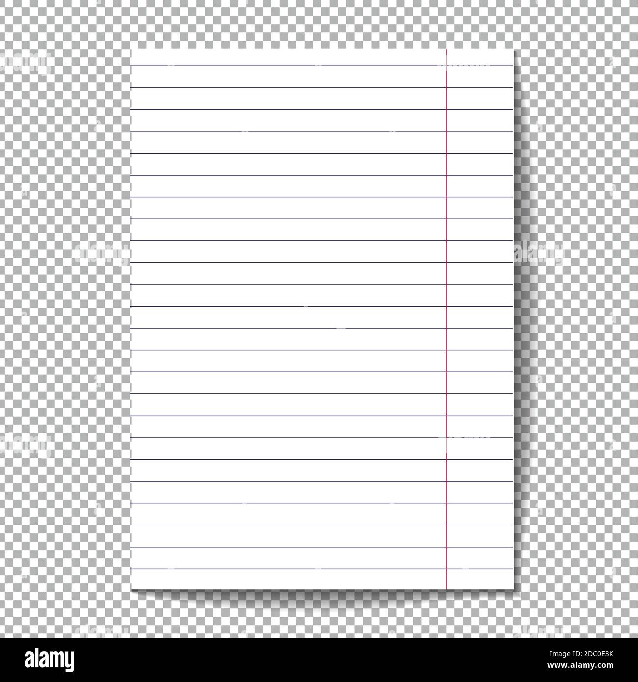 Relistic white sheet of paper in a line on a transparent background ...