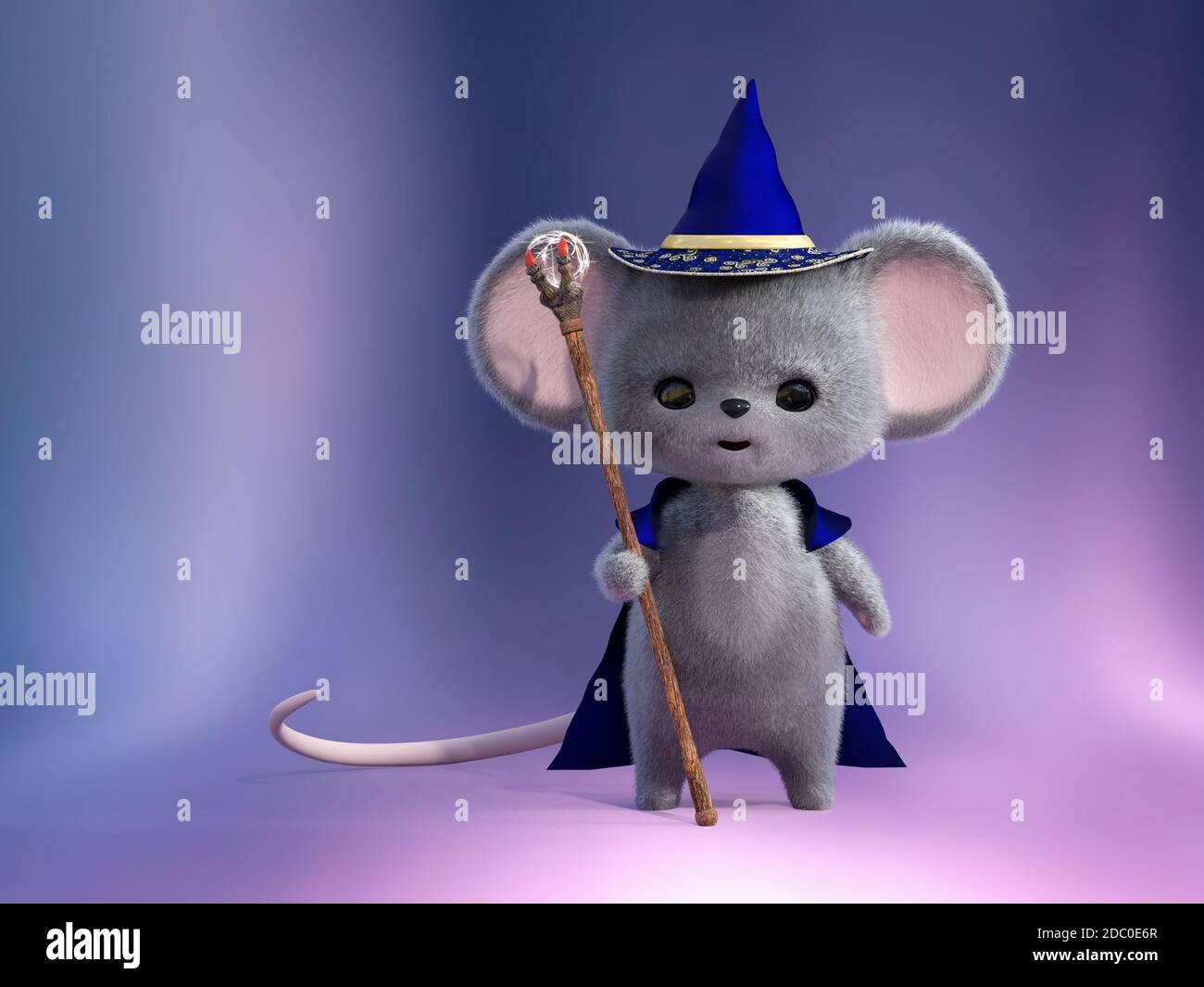 3D rendering of an adorable kawaii furry smiling mouse dressed as a ...
