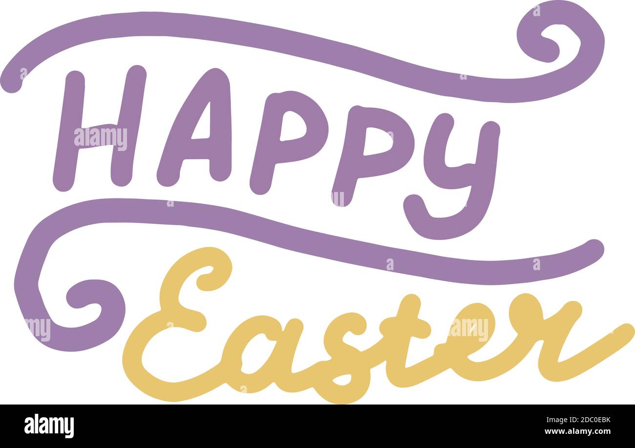 Happy Easter, lettering calligraphy , colorful isolated handwritten ...