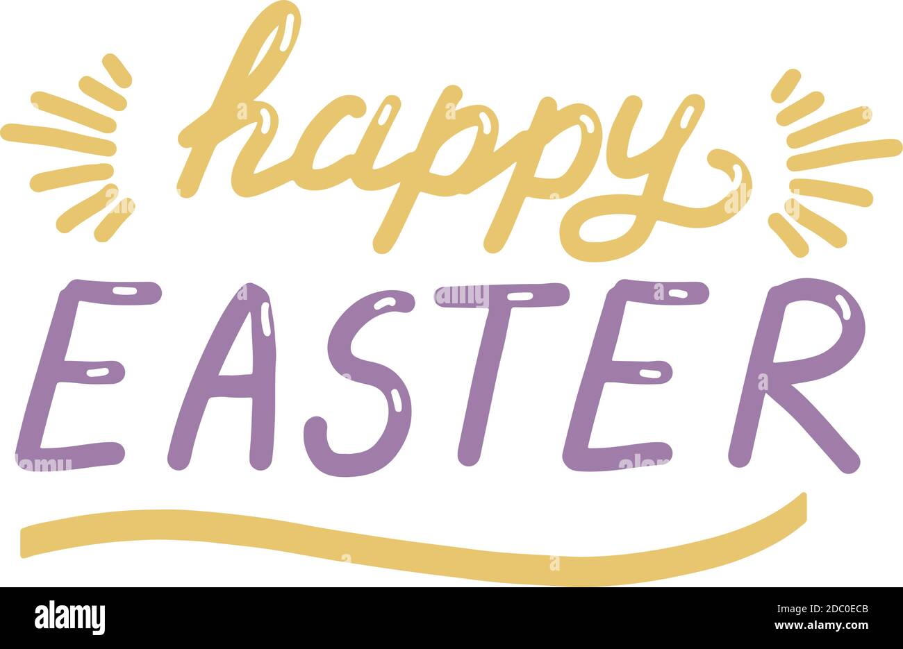 Happy Easter, lettering calligraphy , colorful isolated handwritten ...