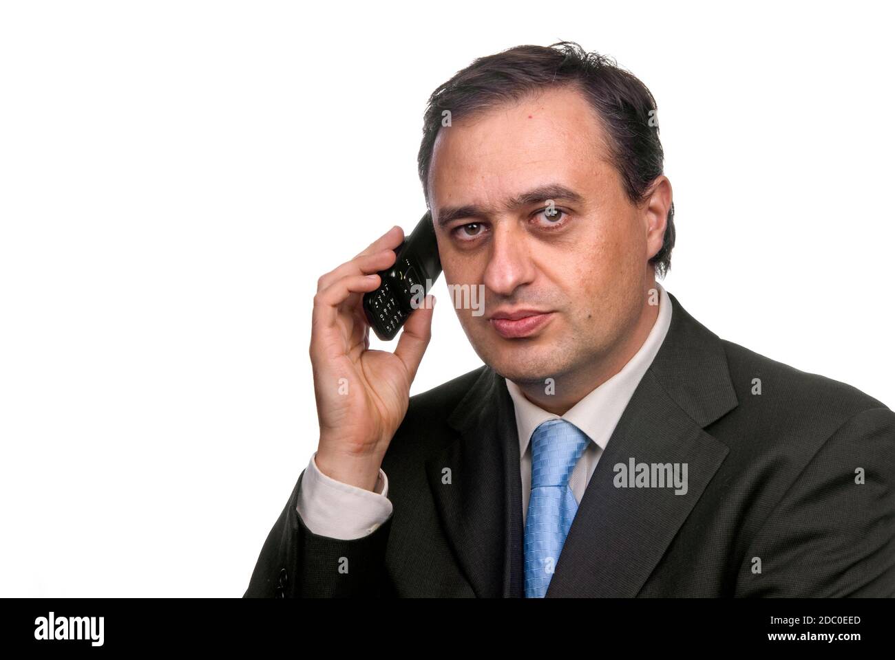 business man on the phone in white background Stock Photo - Alamy