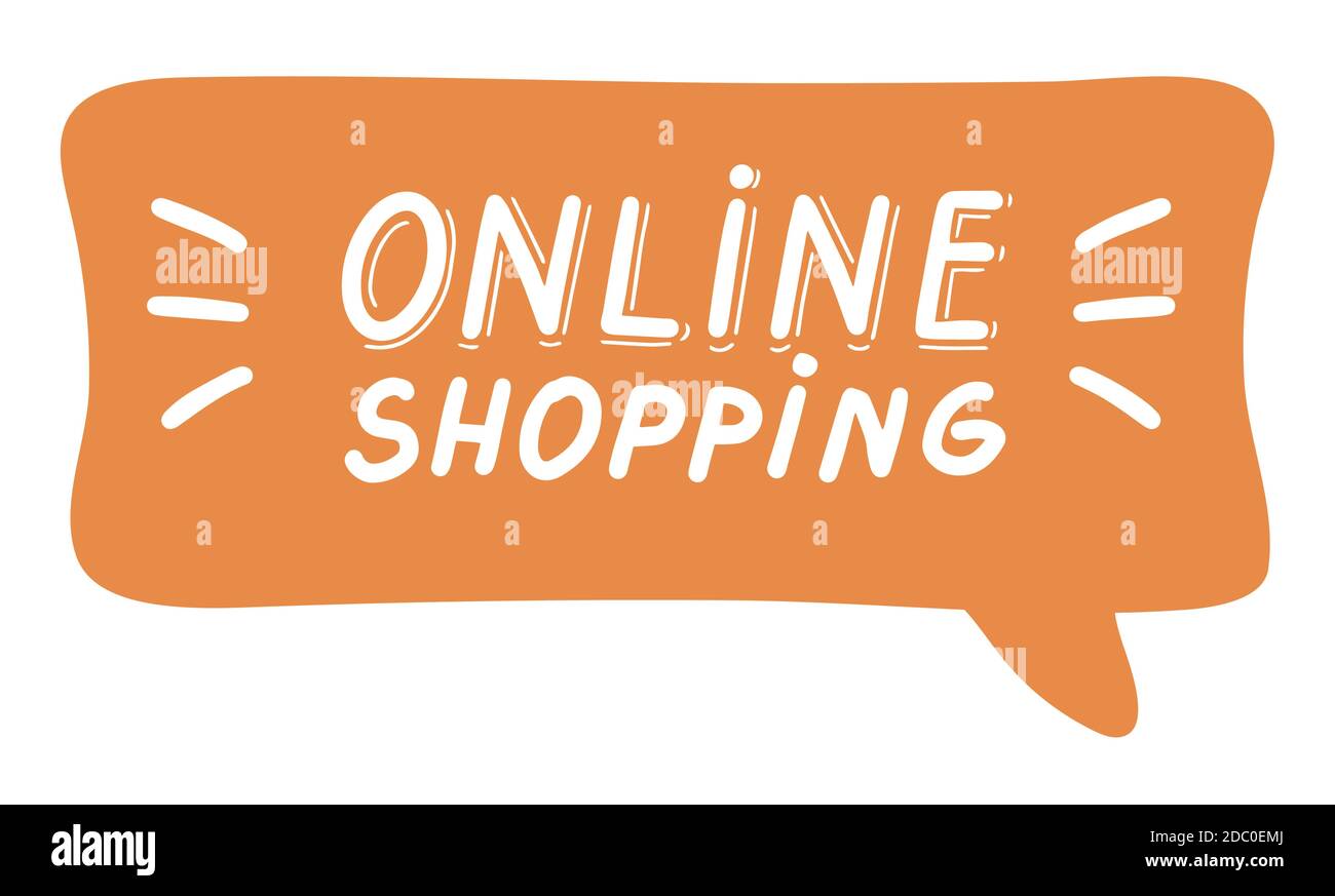 Online shopping concept, lettering calligraphy illustration. Vector eps ...