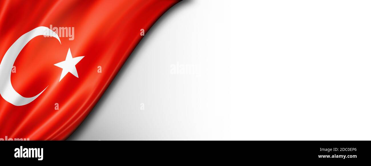 Turkey flag isolated on white. Horizontal panoramic banner Stock Photo ...