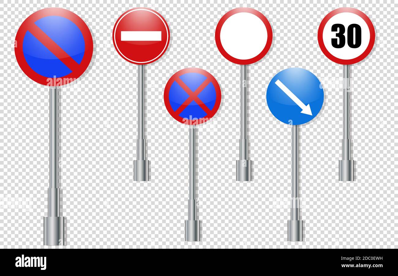 Set of road safety signs hi-res stock photography and images - Alamy