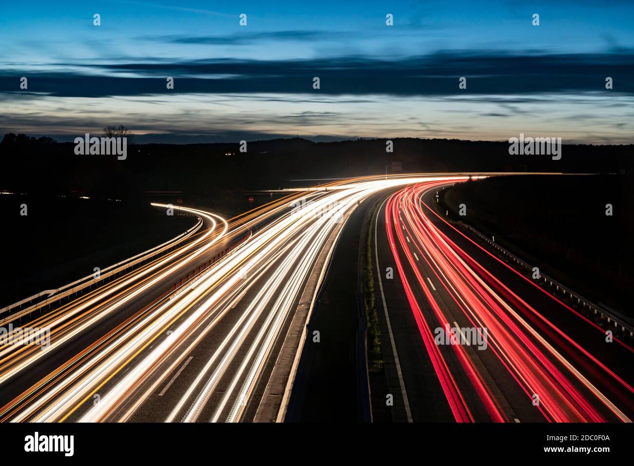 Long exposure from autobahn in germany at night Stock Photo - Alamy