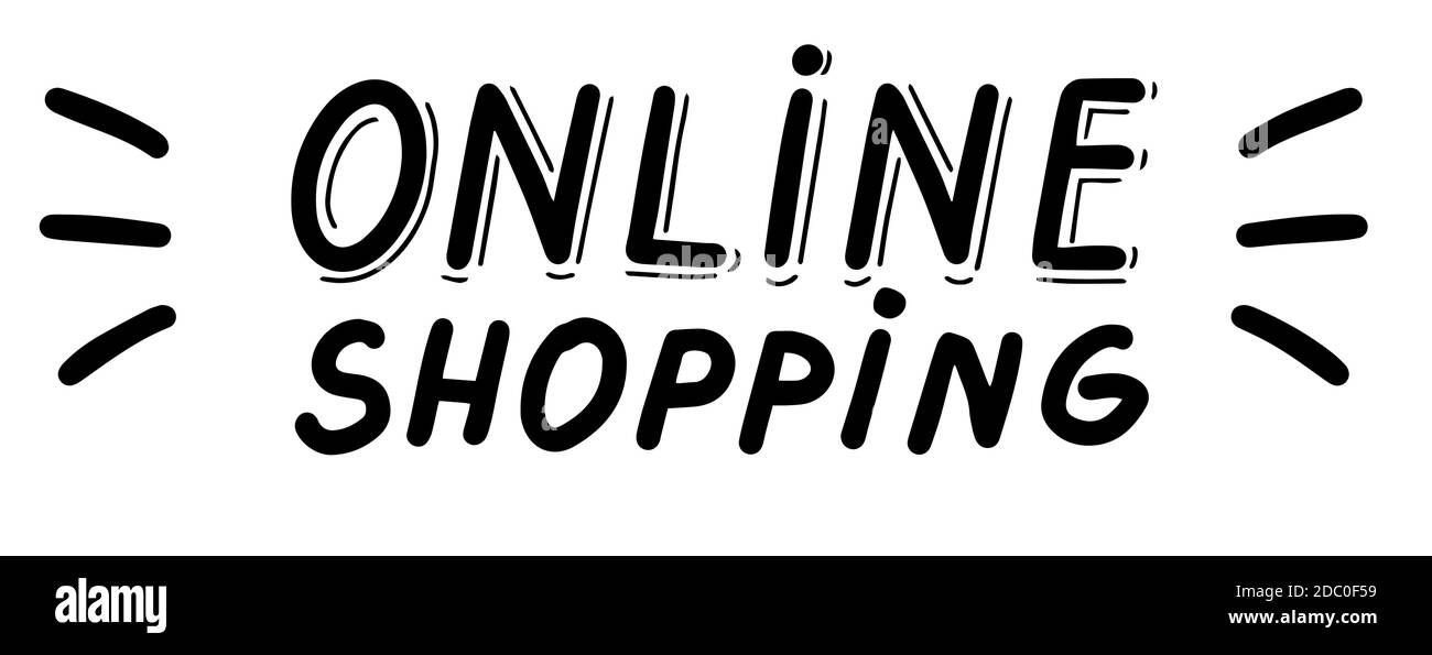 Online shopping, lettering calligraphy illustration. Vector eps ...