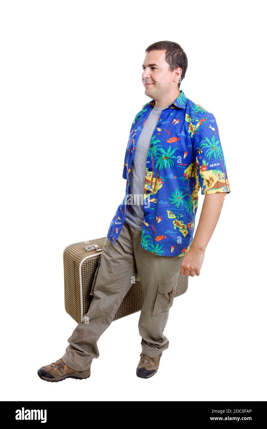 young silly man traveler, full body, isolated Stock Photo - Alamy