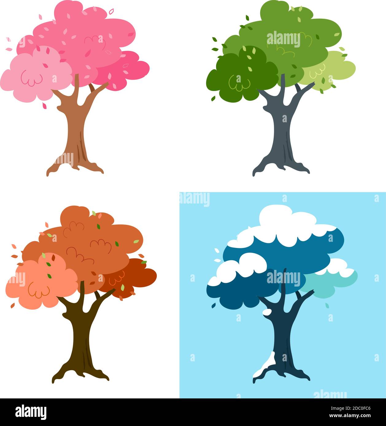 Earth and seasons cartoon illustration Stock Vector Images - Alamy