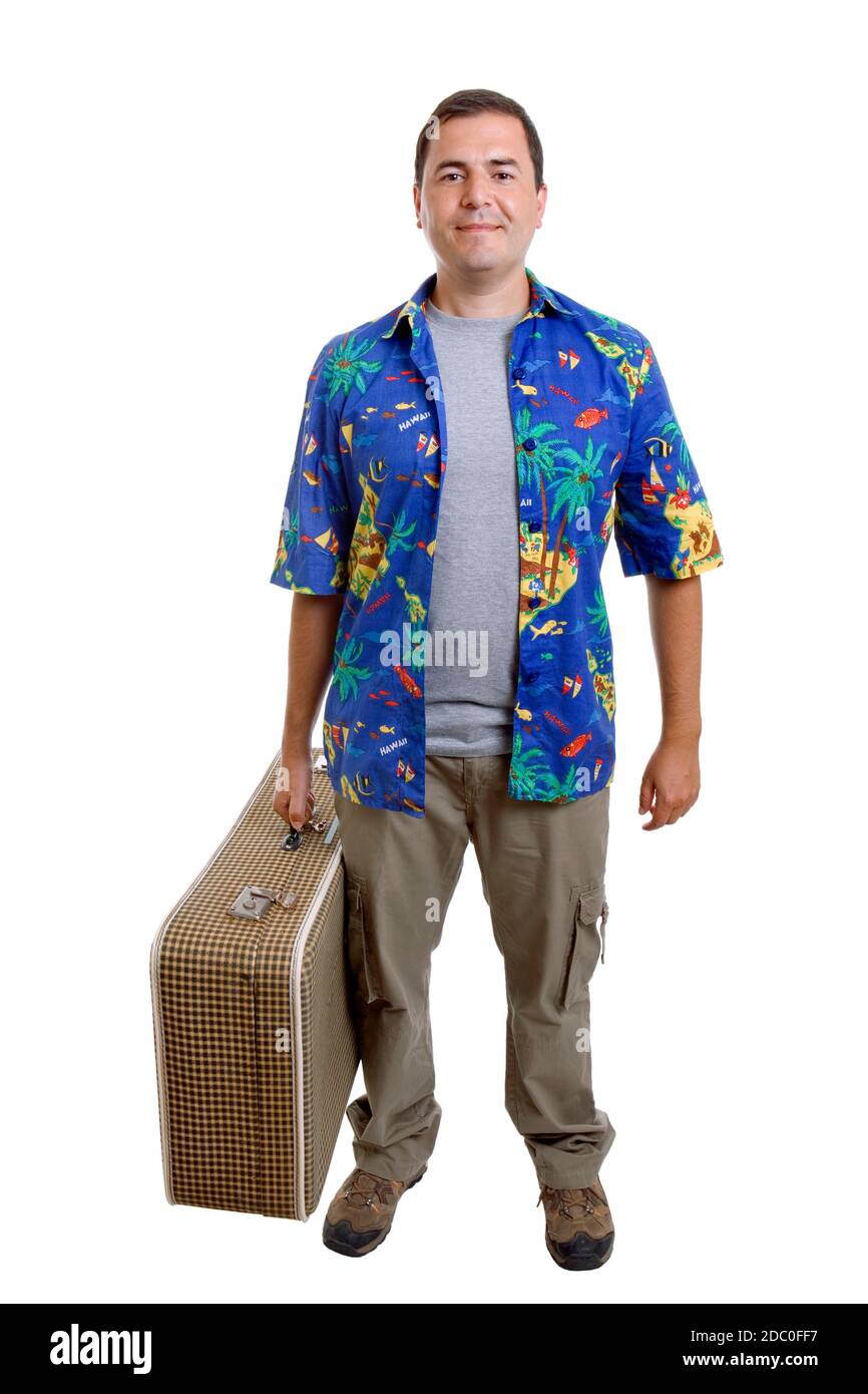 young silly man traveler, full body, isolated Stock Photo - Alamy