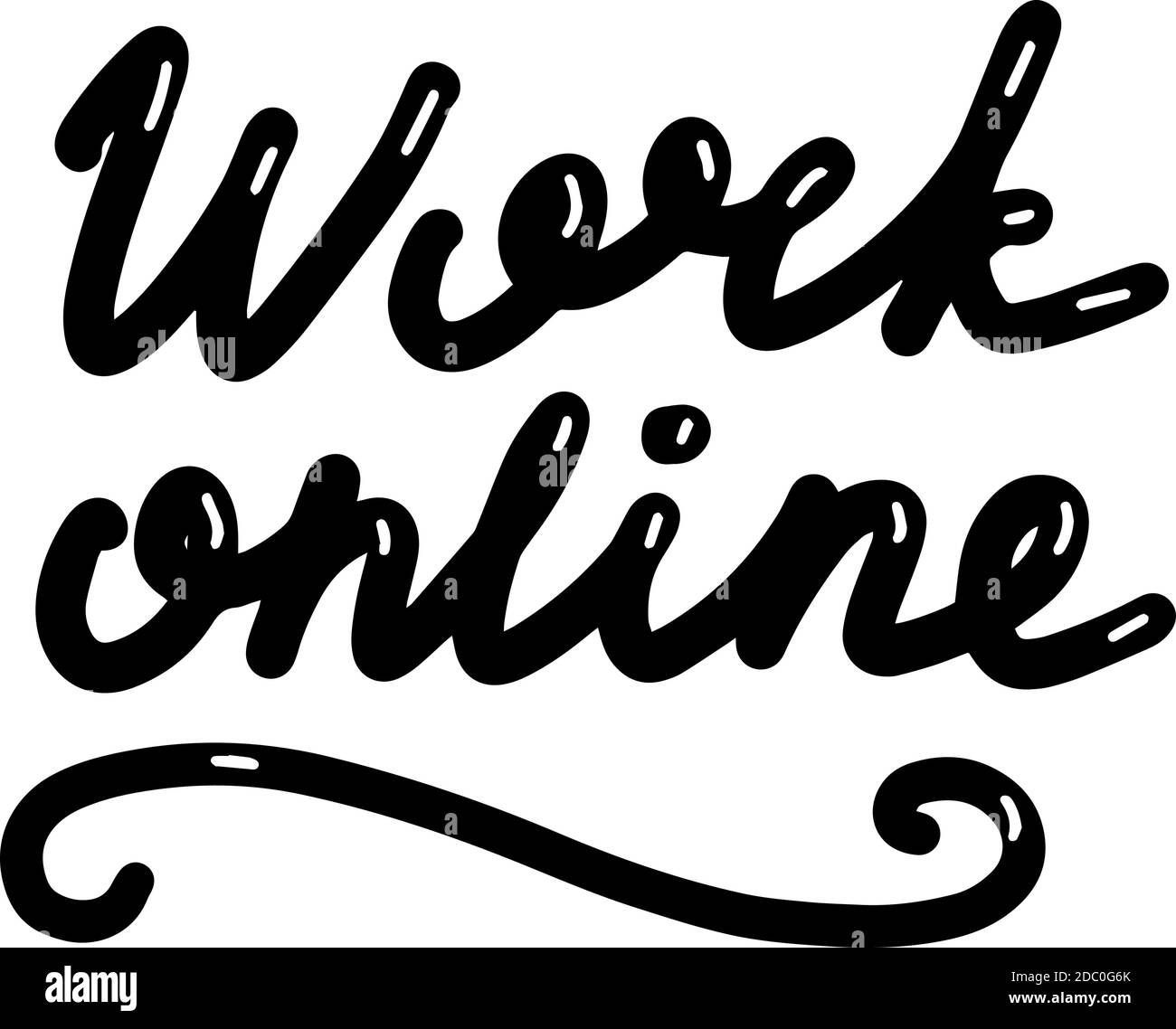 Work from home, lettering calligraphy illustration. Home office ...