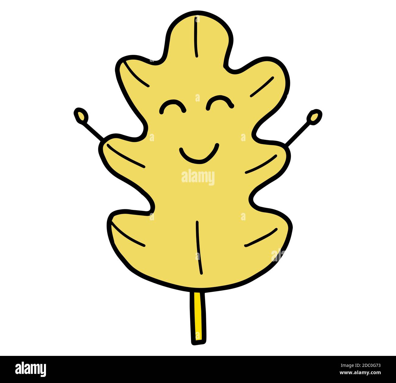 Autumn leave. Cute cartoon yellow autumnal garden leaf, fall leaf and ...