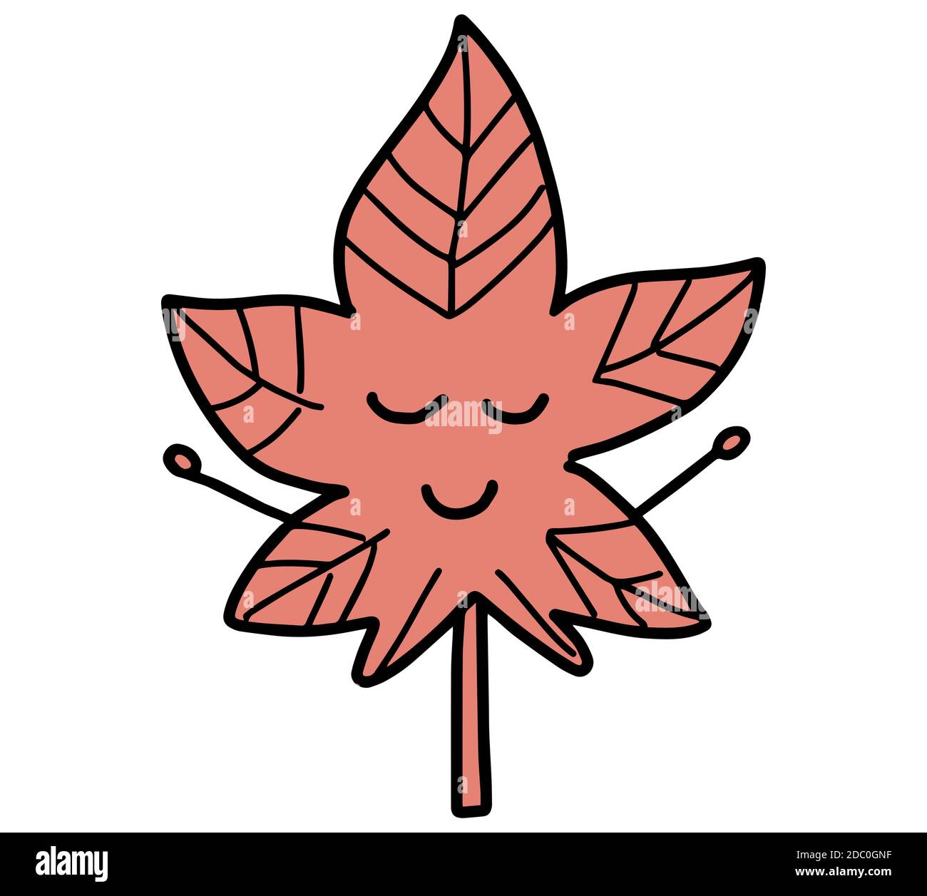 Autumn leave. Cute cartoon red autumnal garden leaf, fall leaf and ...