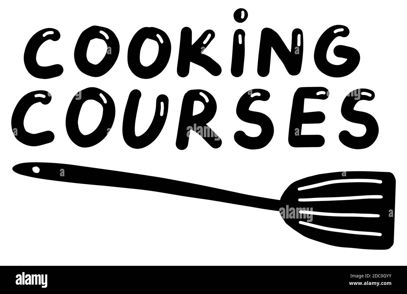 Cooking courses logo template. Lettering calligraphy illustration ...