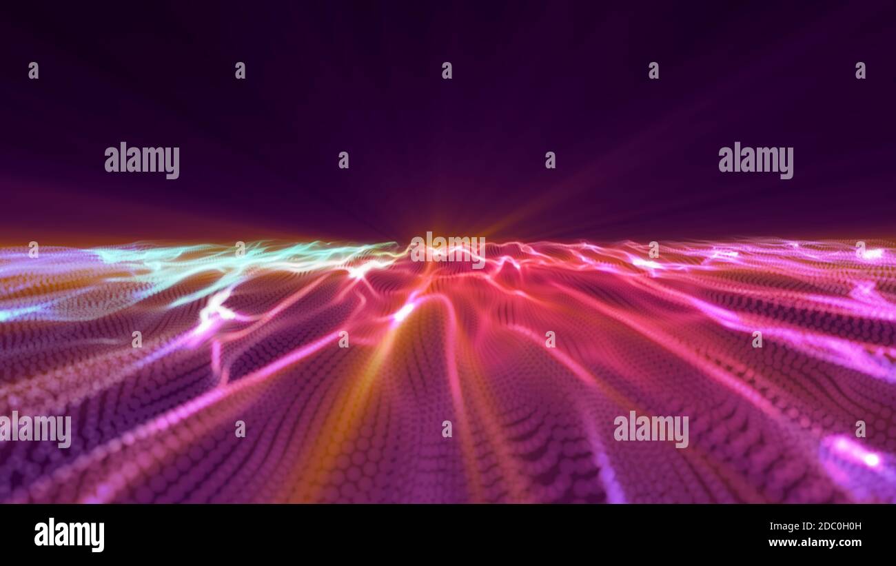 wave abstract particle color illustration render background Stock Photo ...