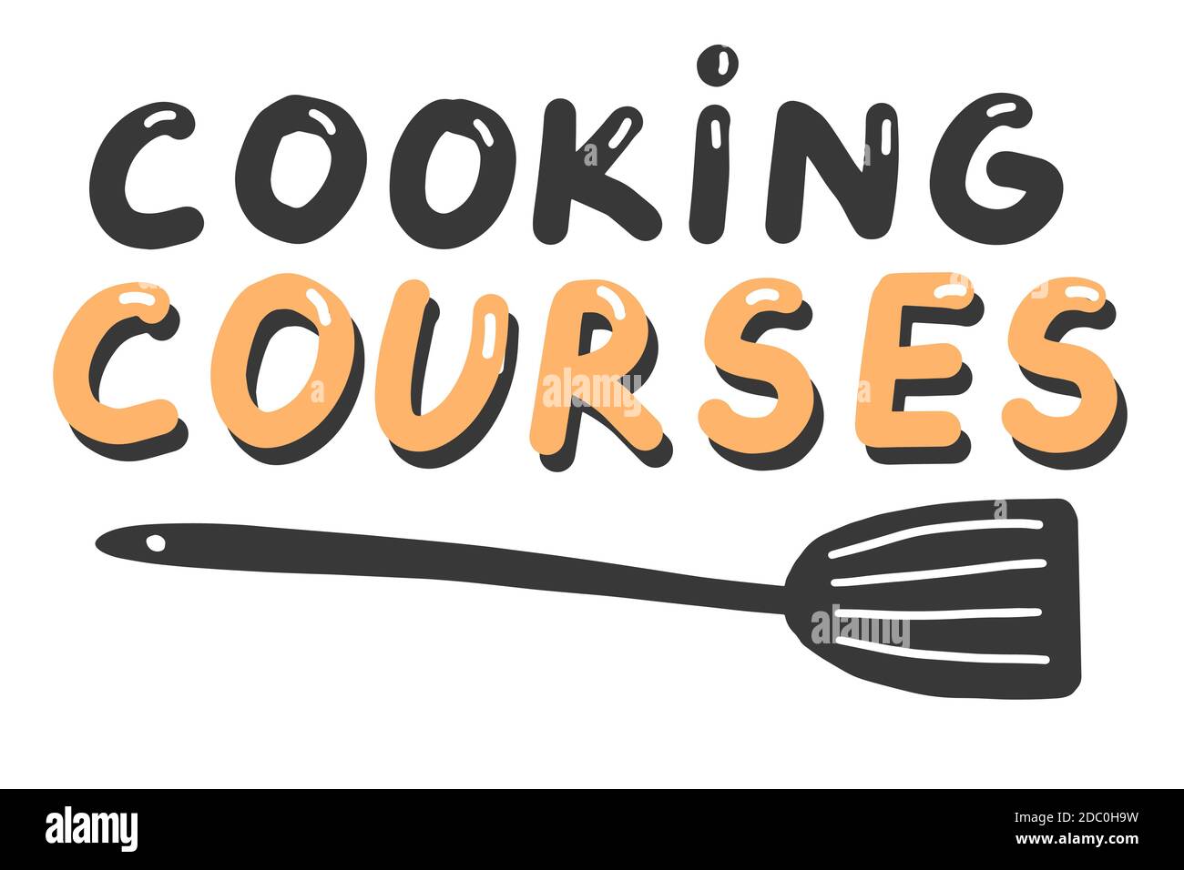 Cooking courses logo template. Lettering calligraphy illustration ...