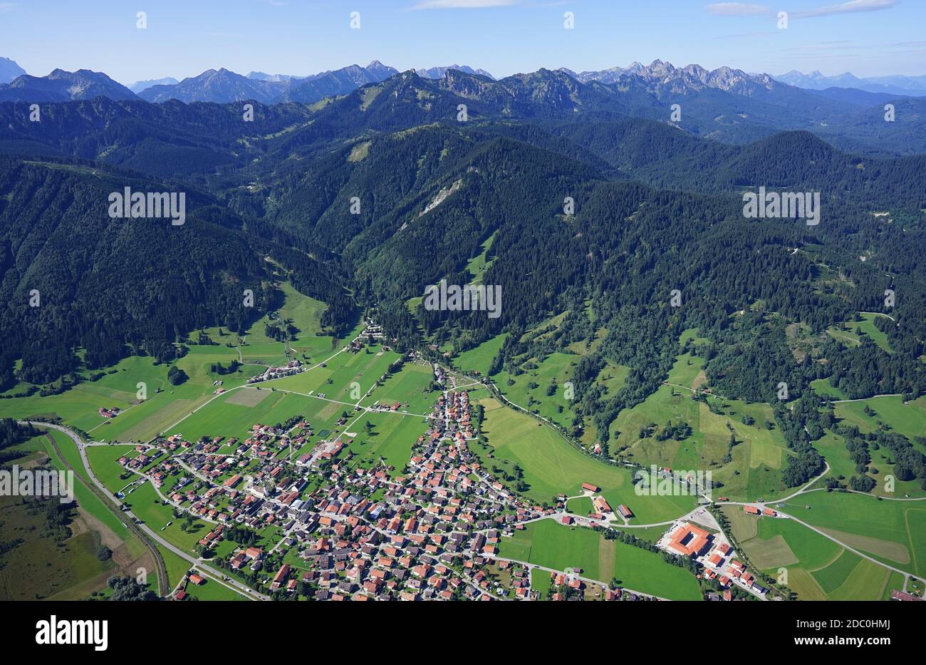 Aerial view of Oberammergau on the Bavarian Alps Stock Photo - Alamy