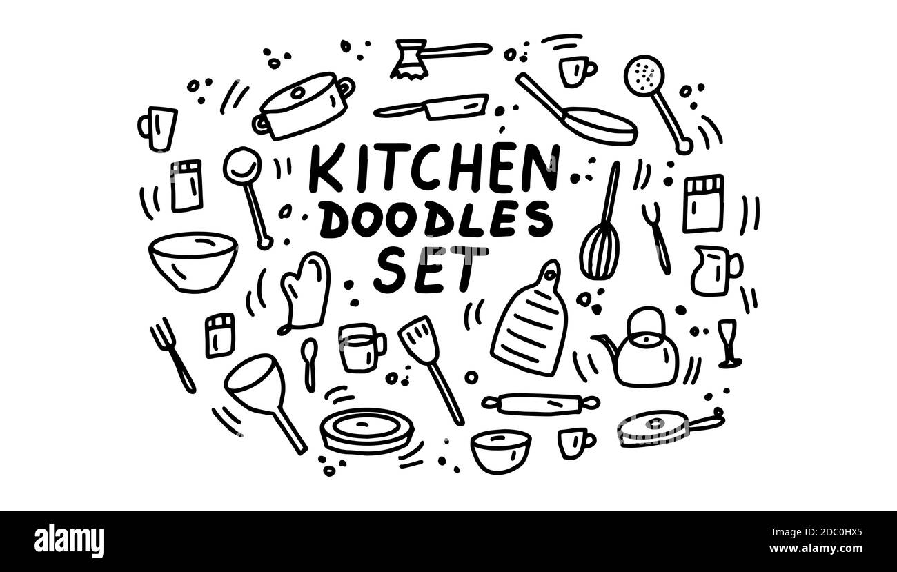 Hand draw kitchen set doodles hi-res stock photography and images - Alamy