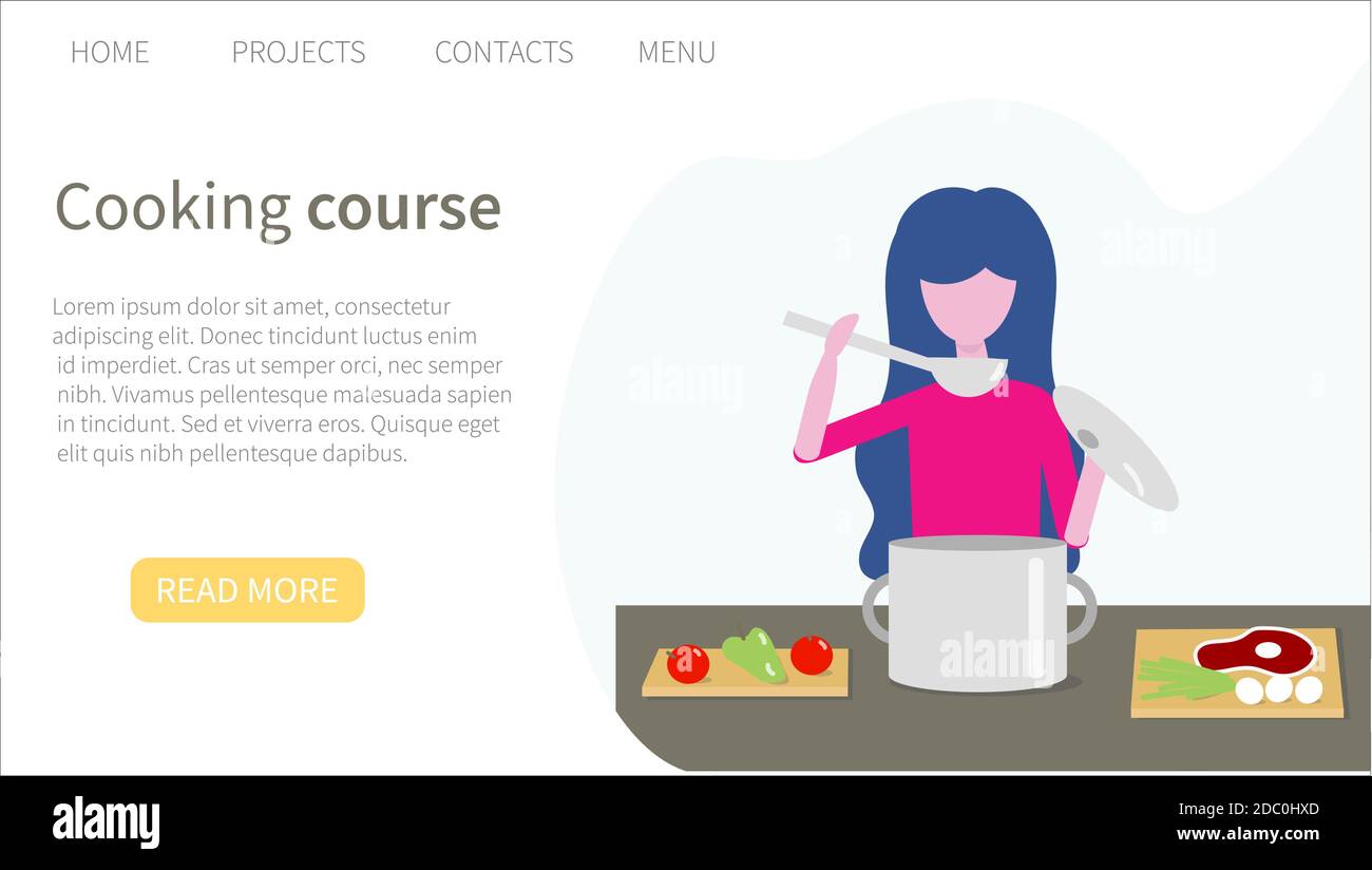 Cooking courses. Web banner template. Colored vector illustration in ...