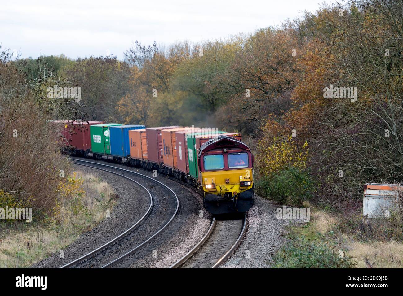 EWS class 66 diesel locomotive No 66133 pulling a freightliner train in ...