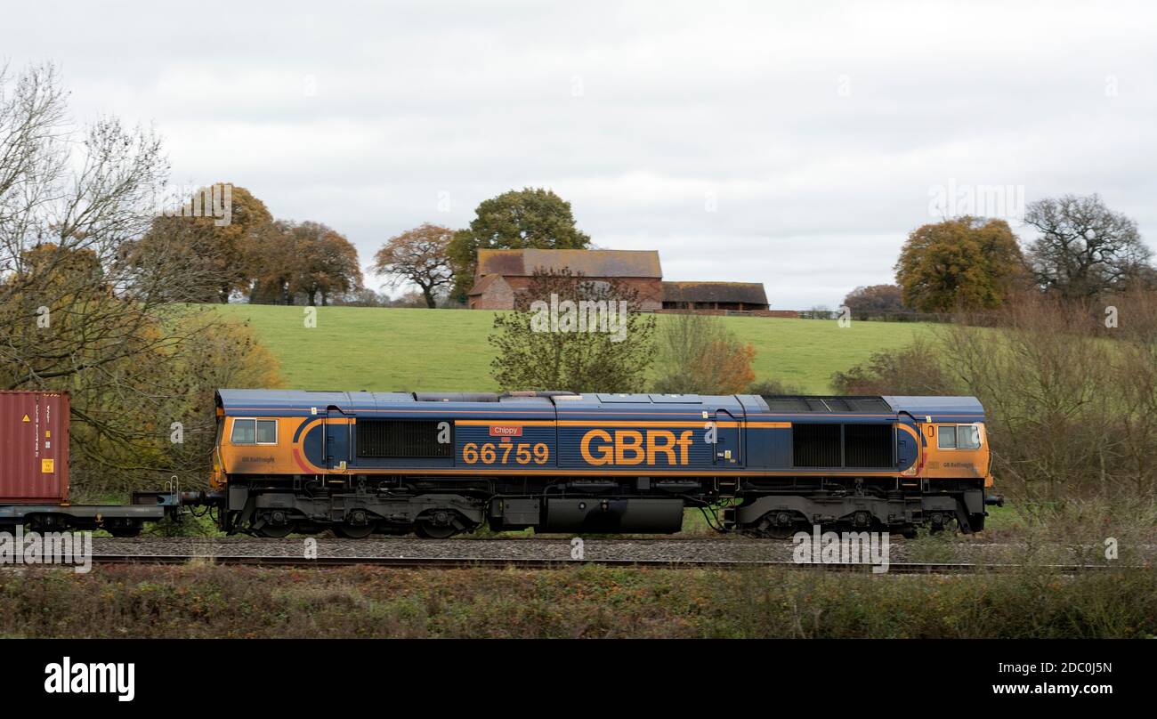 GBRf class 66 diesel locomotive No. 66759 "Chippy" pulling a ...