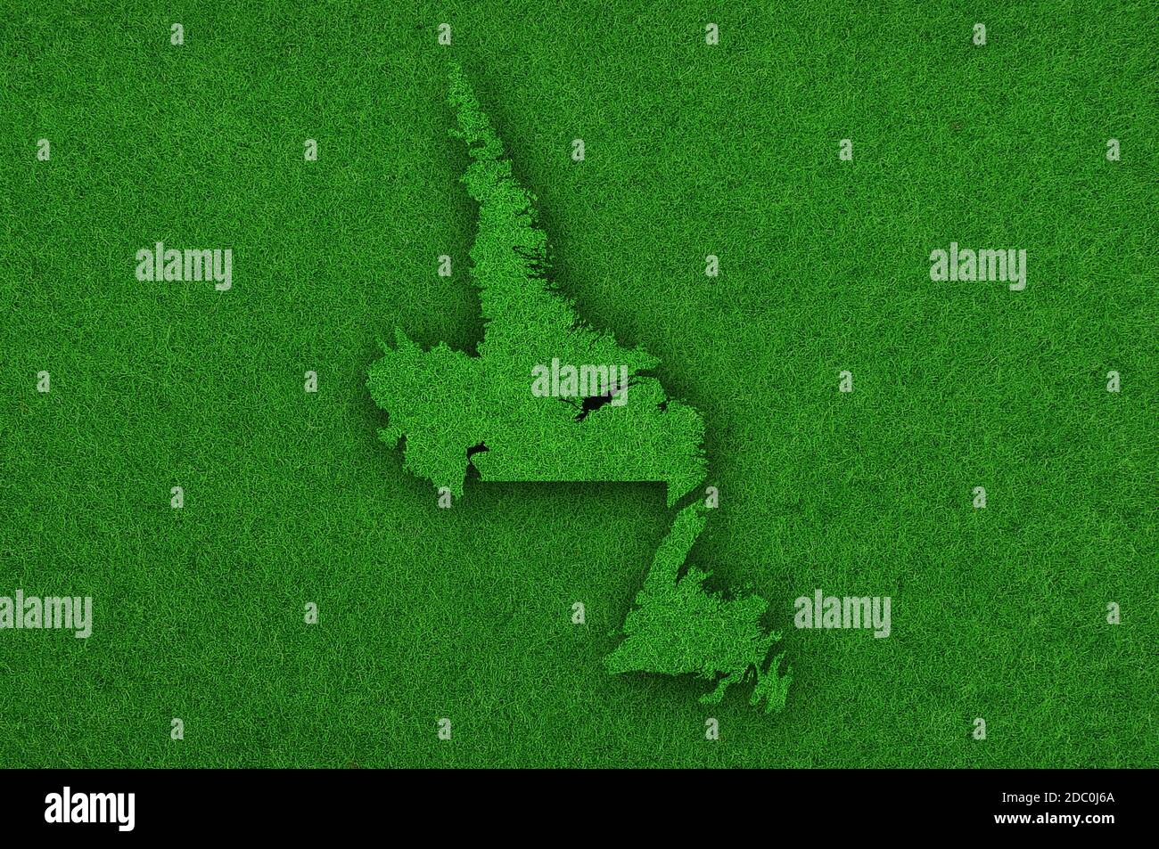 Map of Newfoundland and Labrador on green felt Stock Photo - Alamy