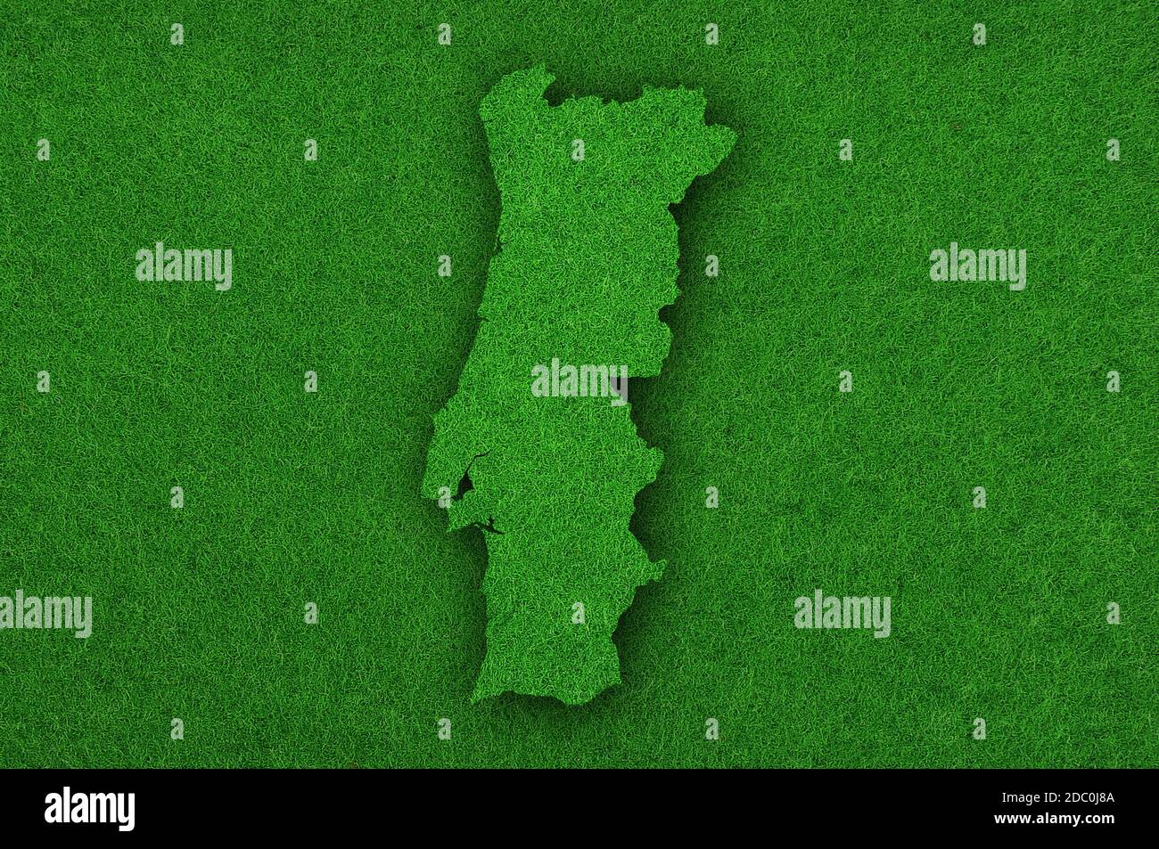 Map of Portugal on green felt Stock Photo - Alamy