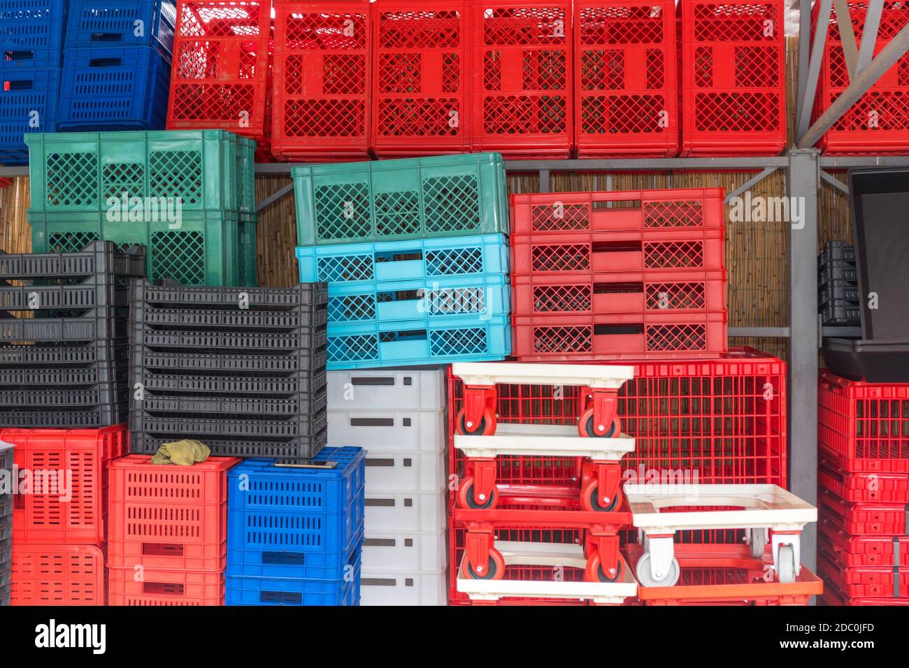 Plastic Crates and Transport Boxes Variety Selection Stock Photo - Alamy