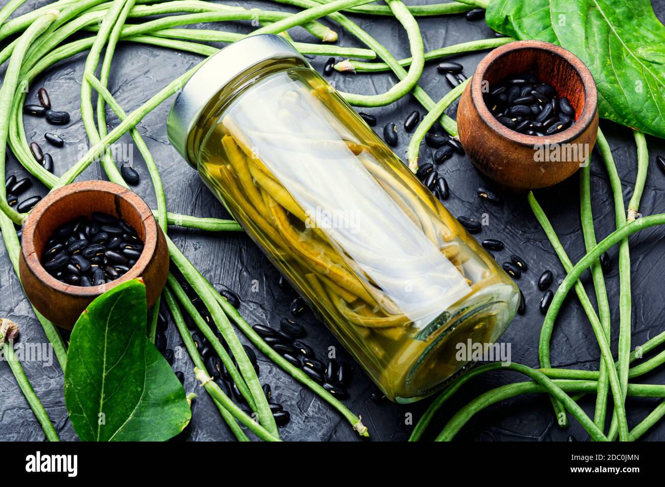 Cowpea pods with beans and a jar of canned cowpea.Vegetable plant Stock ...