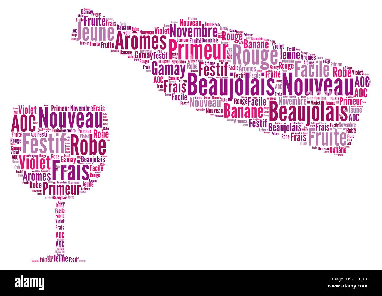 New beaujolais wine word cloud concept in french language Stock Photo ...