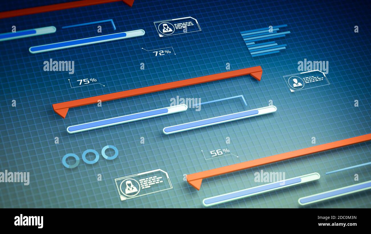 project manager software, futuristic interface, gantt chart (3d render ...