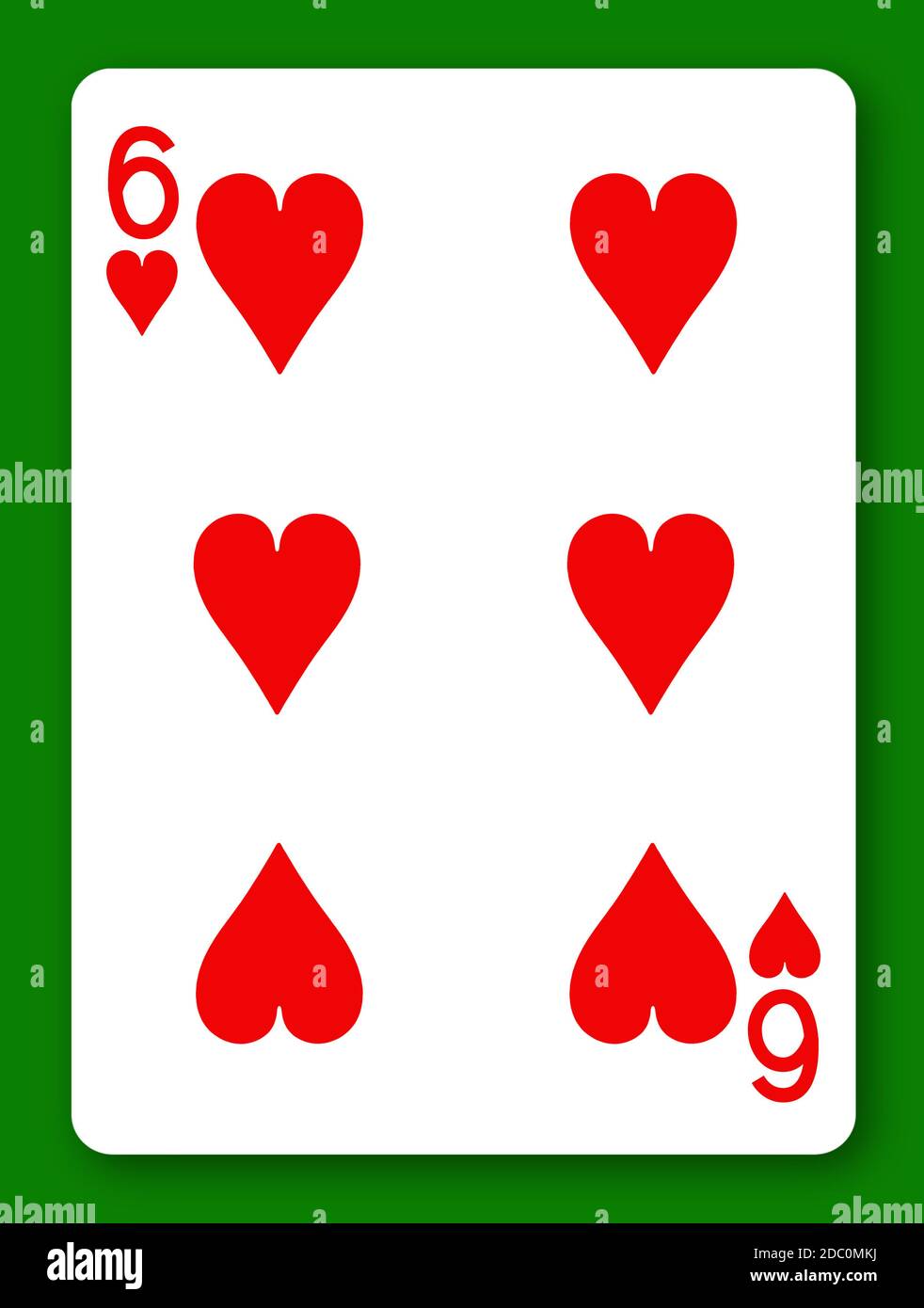 A 6 Six of Hearts playing card with clipping path to remove background ...