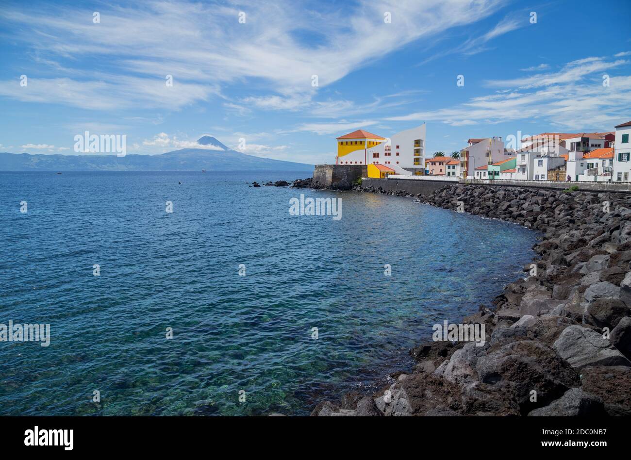 Velas in Sao Jorge island with view to Pico island, Azores, Portugal ...