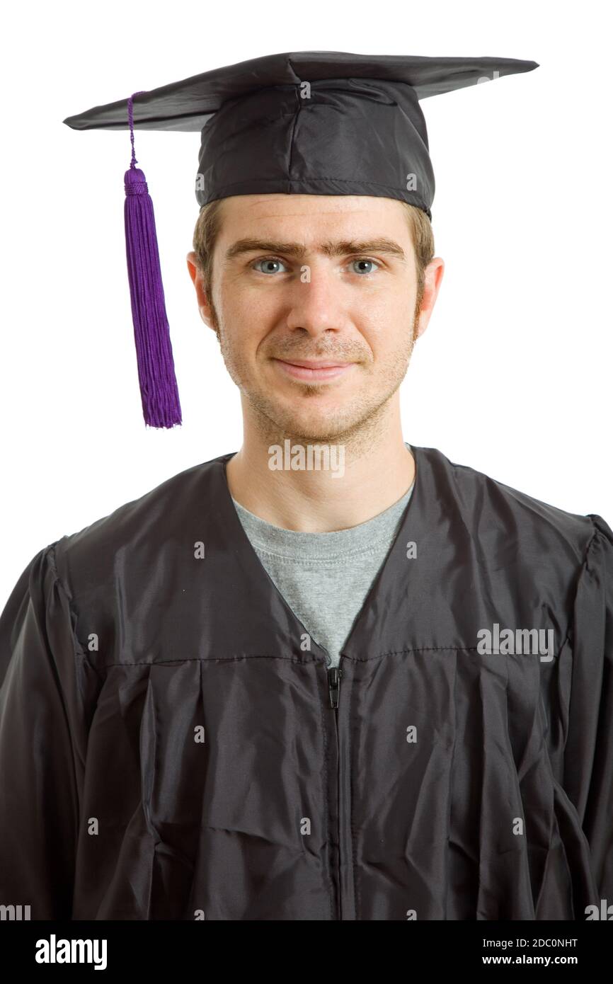 happy young man after his graduation, isolated on white Stock Photo - Alamy