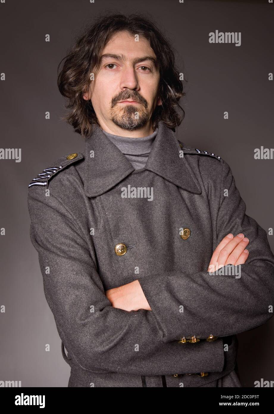 young man dressed as russian military, studio picture Stock Photo - Alamy