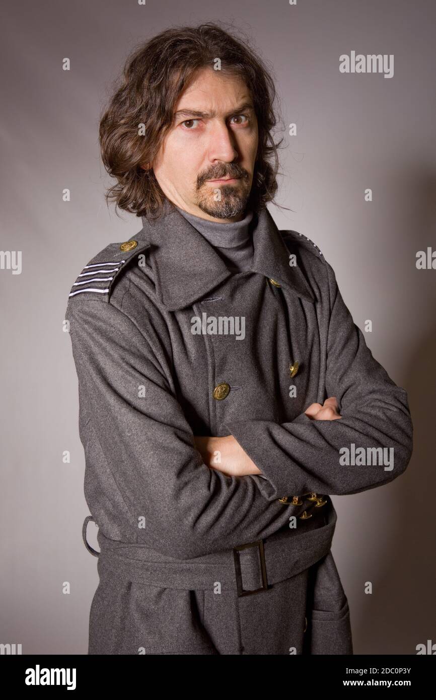young man dressed as russian military, studio picture Stock Photo - Alamy