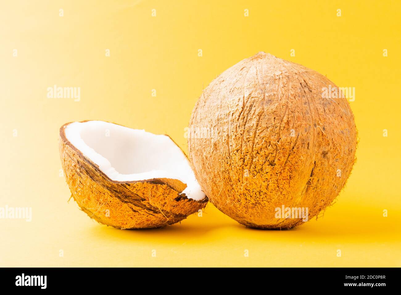 Happy coconuts day concept, Fresh full coconut with half coconut ...