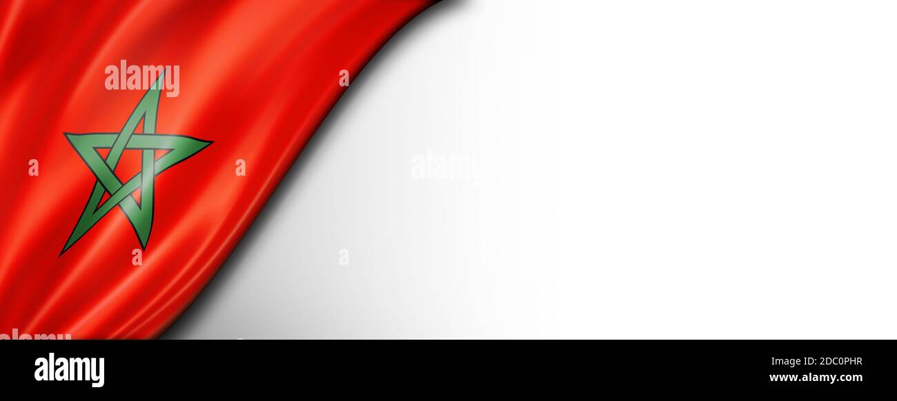 Morocco flag isolated on white. Horizontal panoramic banner Stock Photo ...