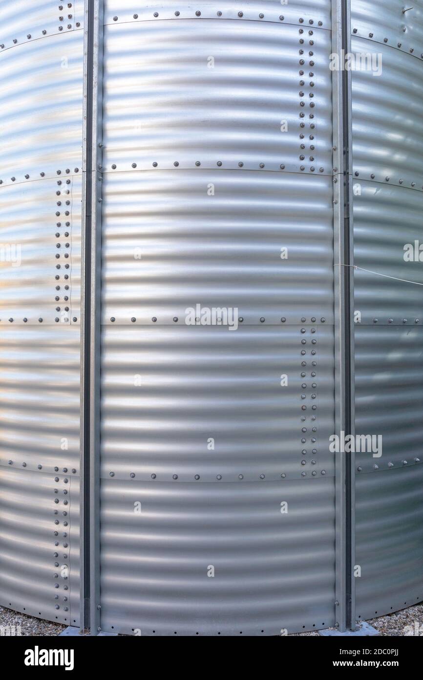 Stainless Steel Metal Silo Wall at Farm Stock Photo - Alamy