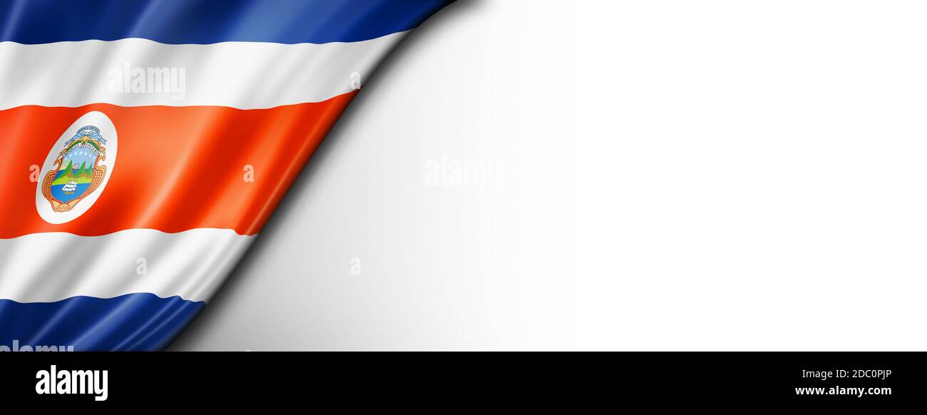 Costa Rica flag isolated on white. Horizontal panoramic banner Stock ...