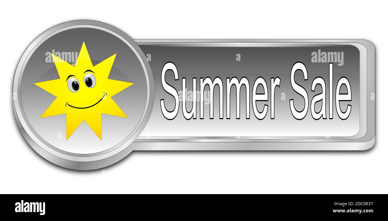 silver Summer Sale Button - 3D illustration Stock Photo - Alamy
