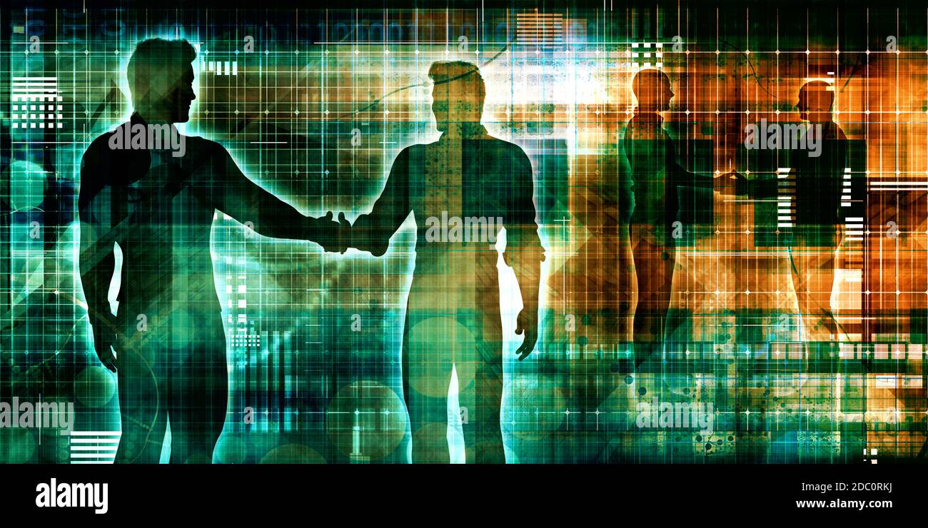 Technology Mergers And Acquisitions in a Business Handshake Stock Photo ...